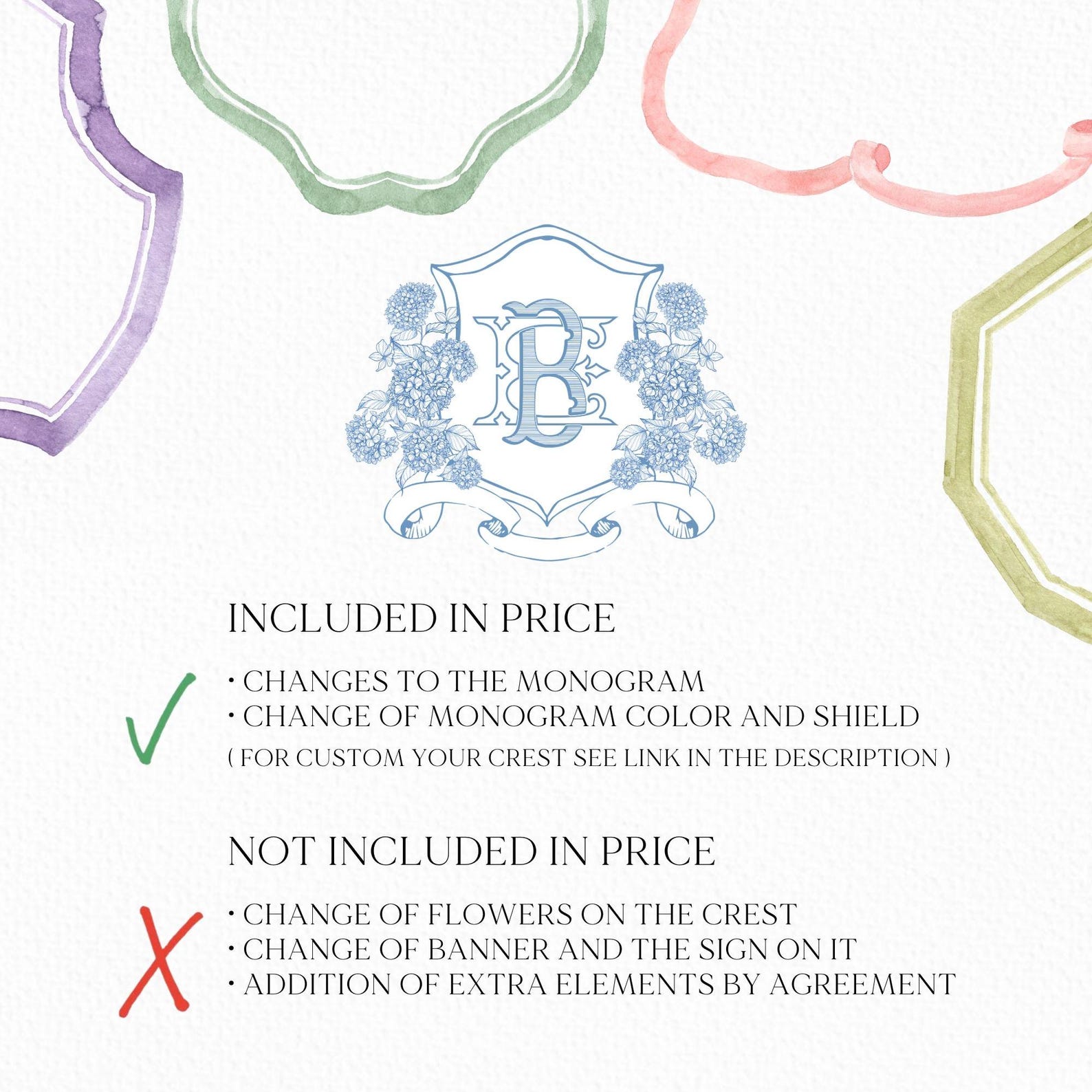 Vintage Hydrangea Flower Wedding Crest - Monogram Crest - Hydrangea ...