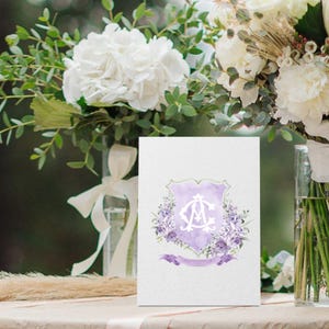 Elegant Boho Purple Geometric Garden Wedding Crest - Monogram Crest ...