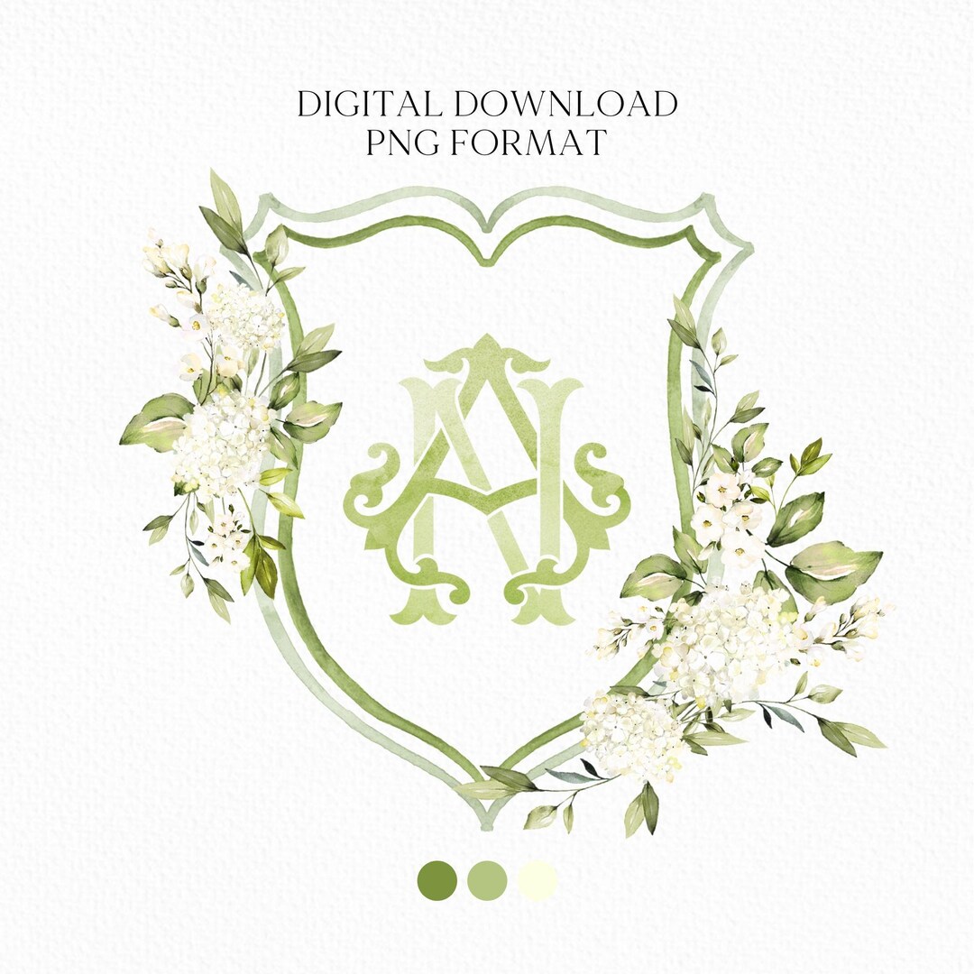 Hydrangea Flower Wedding Crest Monogram Crest Hydrangea Floral Luxury ...