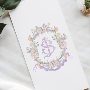 Botanical Garden Flower Wedding Crest - Monogram Crest - Floral Luxury ...