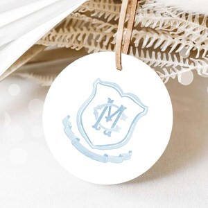 Blue Modern Classic Wedding Crest - Monogram Crest - Watercolor Wedding ...
