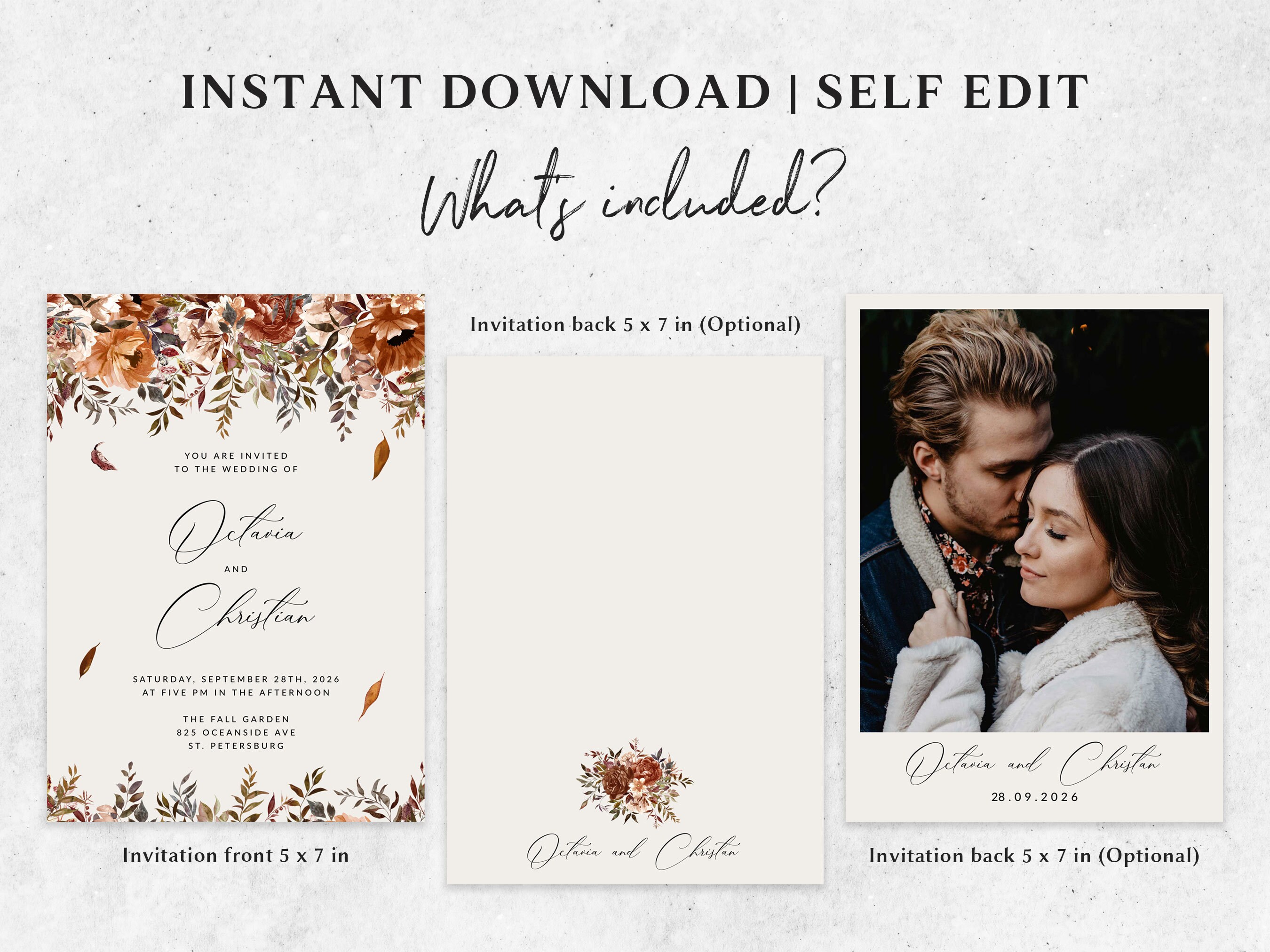Rustic Fall Wedding Invitation, Terracotta Fall Wedding Invitation ...