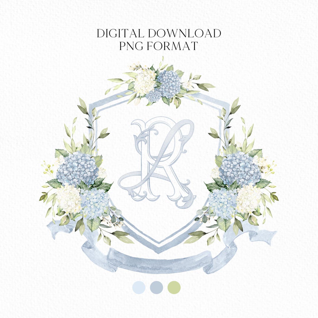 Hydrangea Flower Wedding Crest Monogram Crest Hydrangea Floral Luxury ...