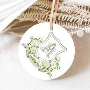 White Hydrangea Flower Wedding Crest - Monogram Crest - Hydrangea ...