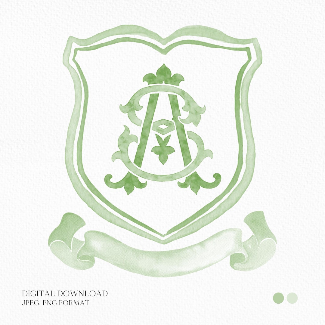 Modern Classic Wedding Crest - Monogram Crest - Luxury Watercolor ...