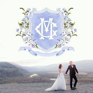Wildflower Blue Spring Flower Wedding Crest - Monogram Crest ...