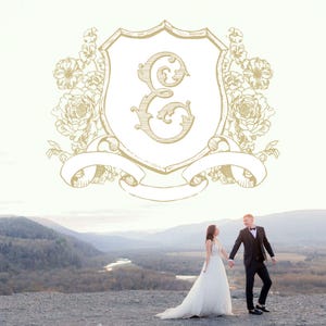 Vintage Gold Botanicals Flower Crest - Monogram Crest - Botanicals ...