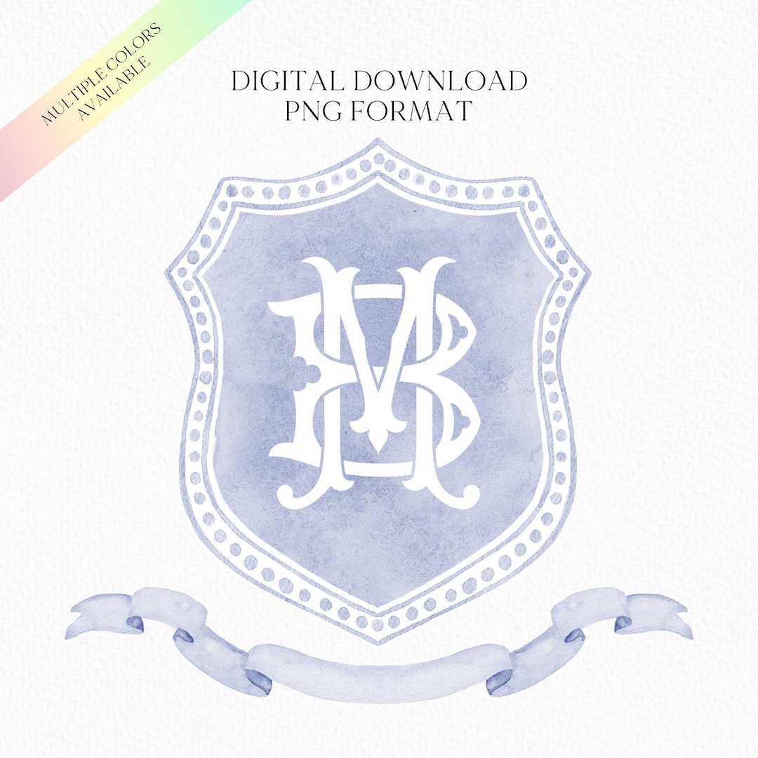 Watercolor Blue Wedding Crest - Monogram Crest - Watercolor Luxury ...
