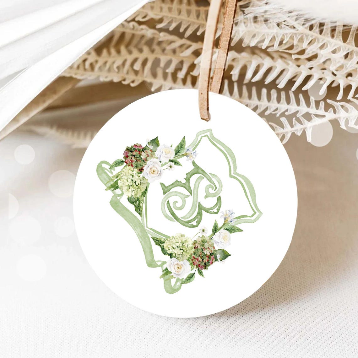 Green Hydrangea Flower Wedding Crest - Monogram Crest - Lush Bright ...