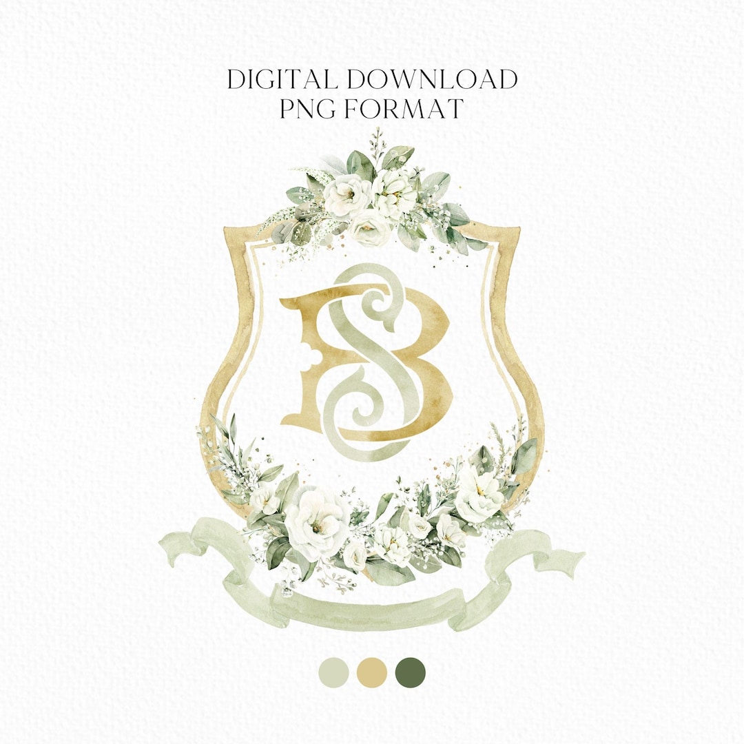 Crest Geometric White Flower Wedding Crest - Monogram Crest - Geometric ...