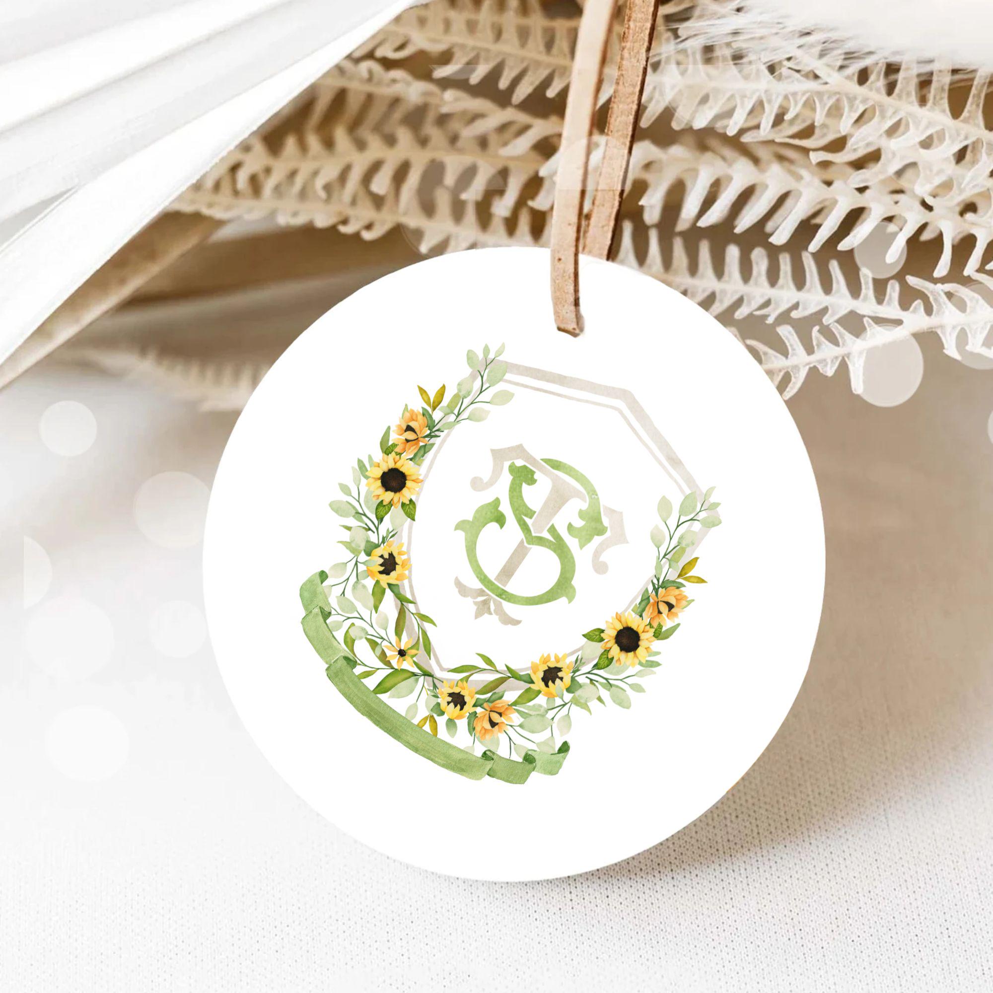 Sunflower Rustic Flower Wedding Crest - Monogram Crest - Sunflower ...