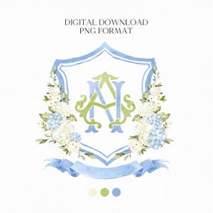 Hydrangea Flower Wedding Crest - Monogram Crest - Hydrangea Floral ...