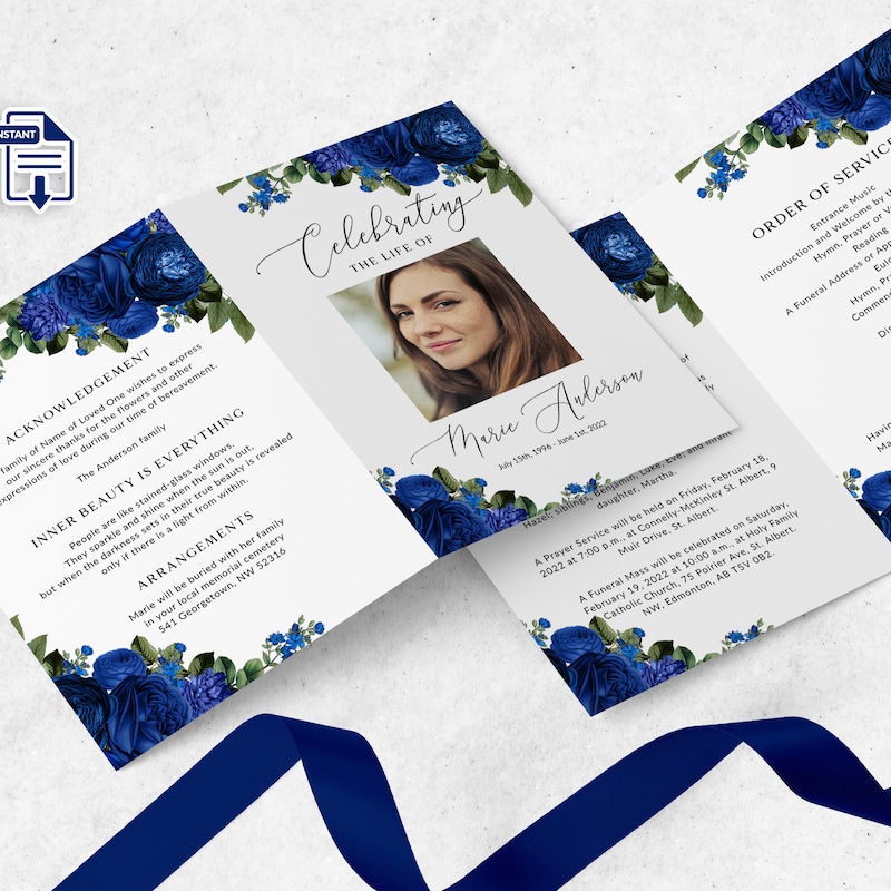 Blue Funeral Template - Etsy