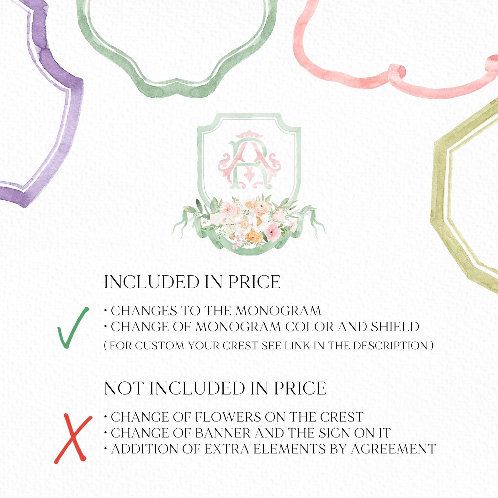 Wildflowers Pink Flower Garden Flowers Wedding Crest - Monogram Crest ...