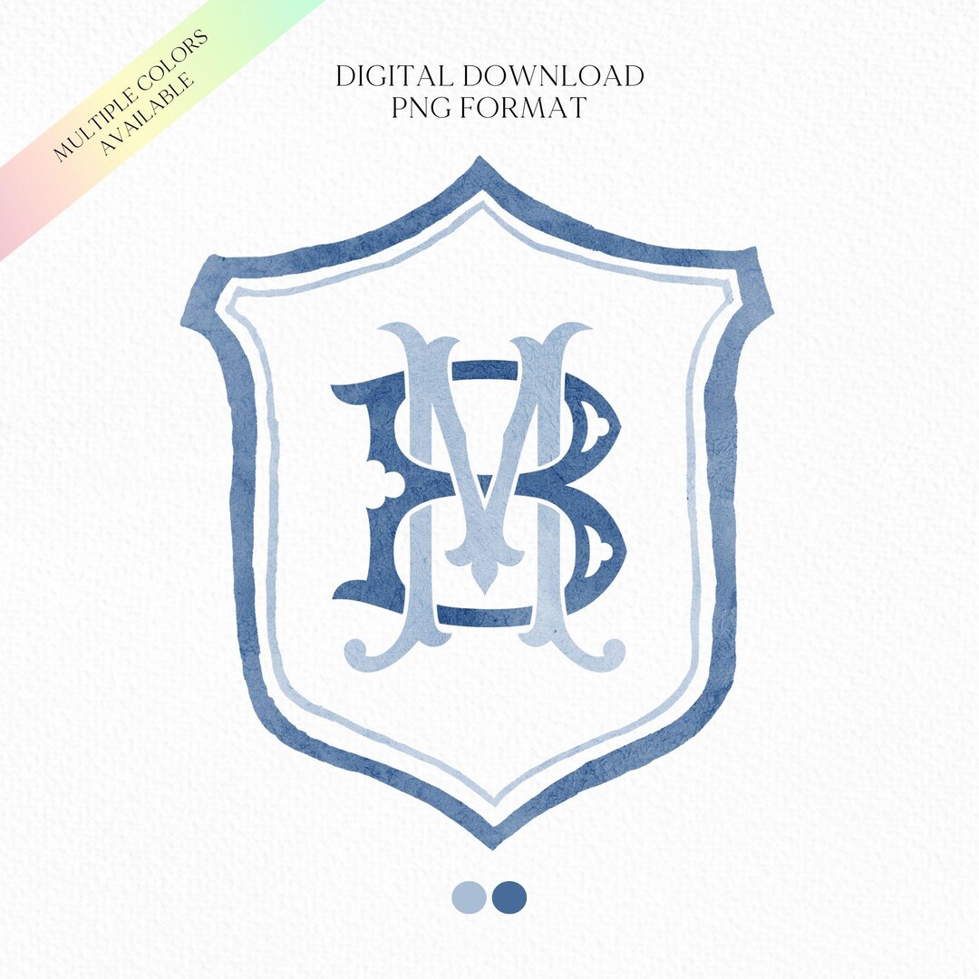 Modern Classic Wedding Crest - Monogram Crest - Luxury Watercolor ...