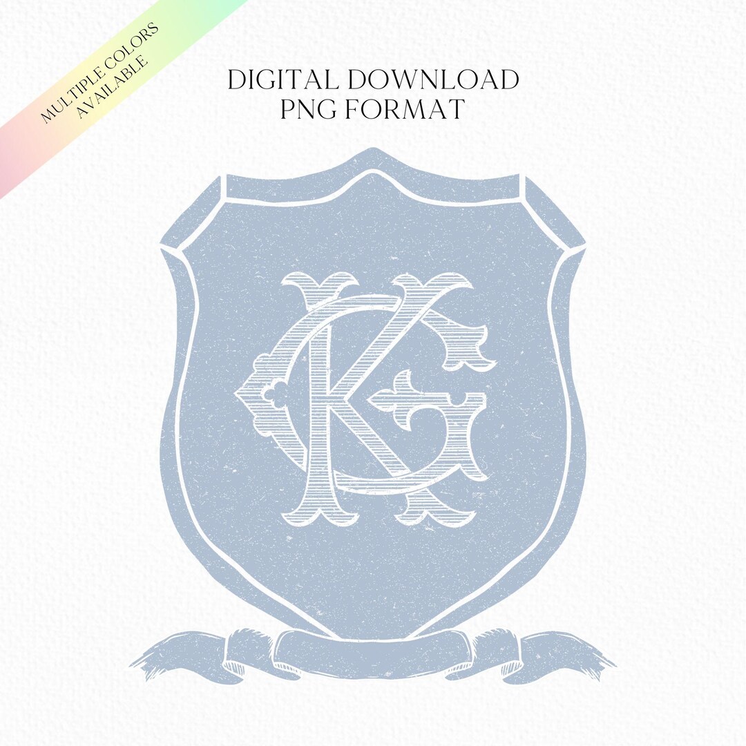 Vintage Blue Simple Crest - Monogram Crest - Luxury Line Art Wedding ...