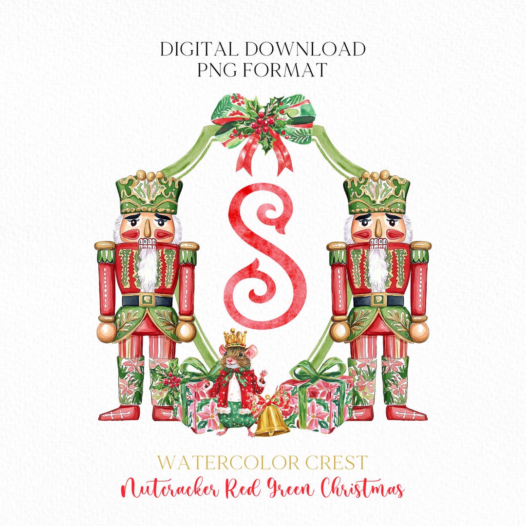 Nutcracker Red Green Christmas Crest - Monogram Crest - Christmas ...