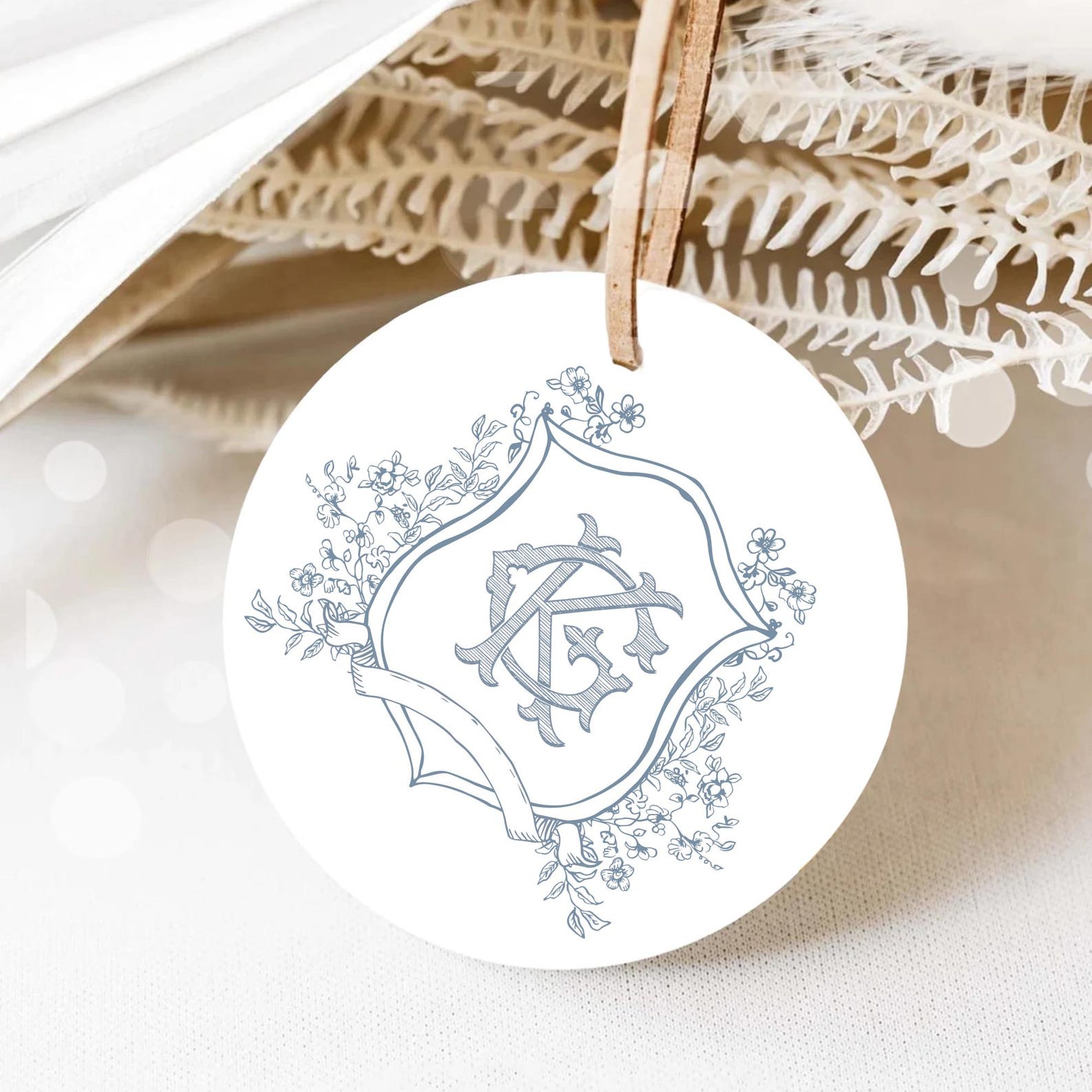Vintage Blue Botanicals Flower Crest - Monogram Crest - Botanicals ...