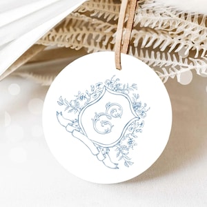 Vintage Blue Botanicals Flower Crest - Monogram Crest - Botanicals ...