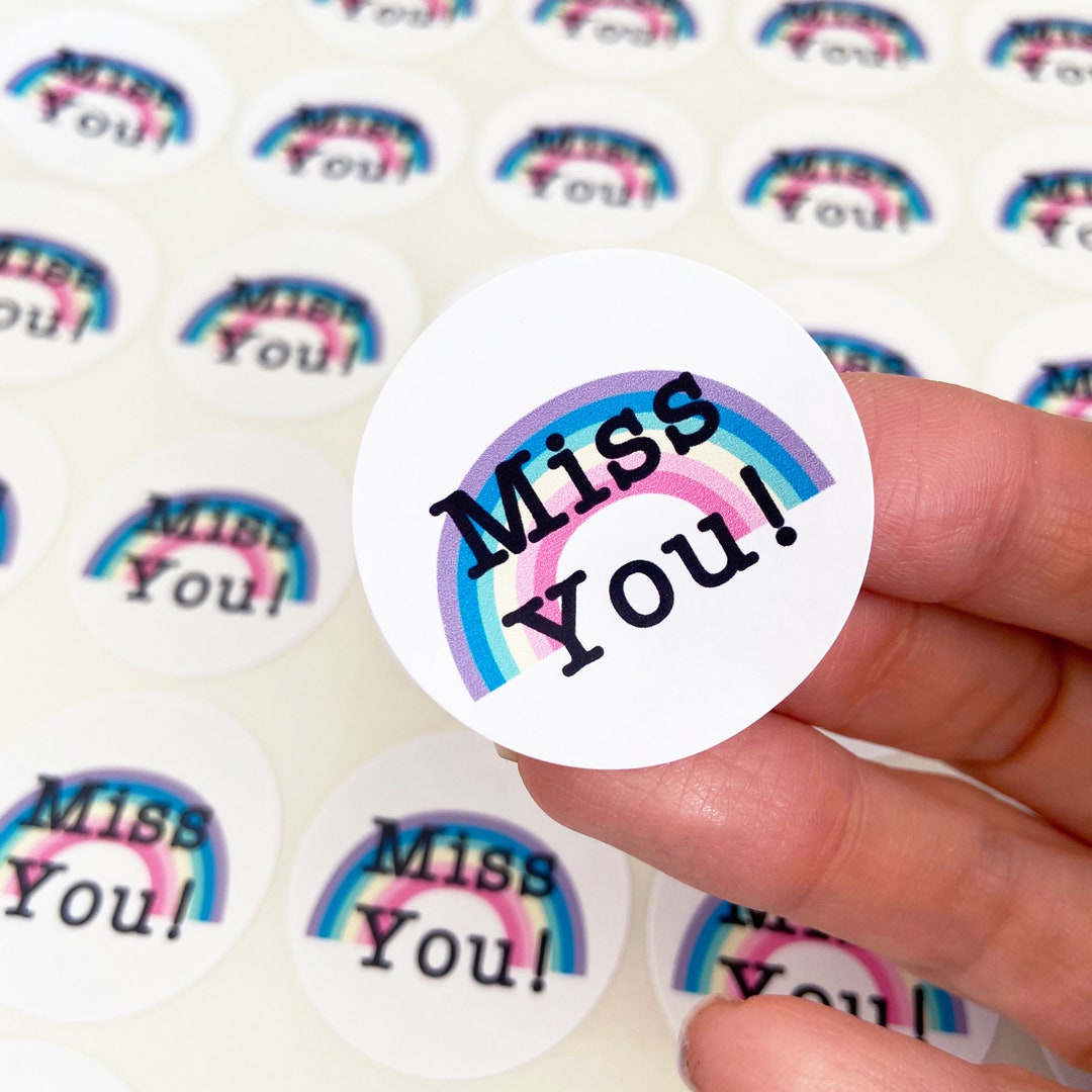 35 Miss You Rainbow Type Peel-off Stickers White Matt Paper 37mm Mail ...