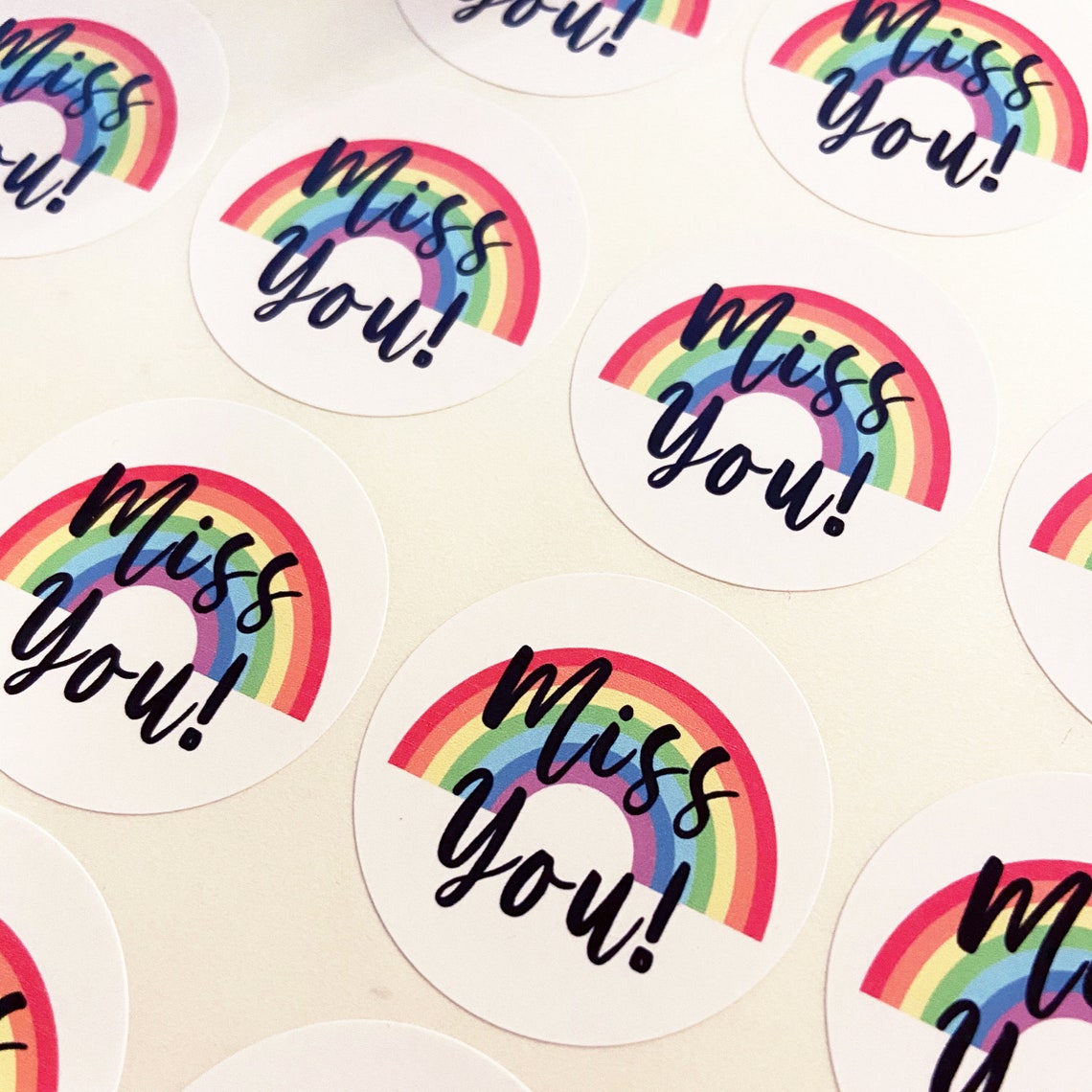 35 Miss You Rainbow Type Peel-off Stickers White Gloss | Etsy