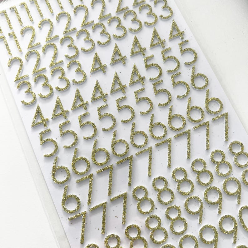 Number Stickers Gold Glitter Scrapbooking Craft Peel-off Sticker - Etsy