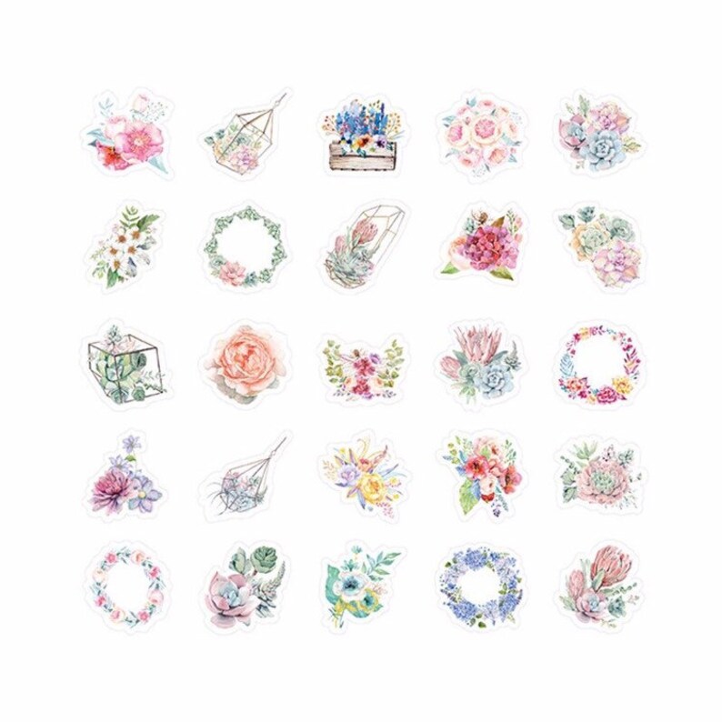 Set of 46 Pretty Flowers & Plants Botanical Mini Box Stickers - Etsy