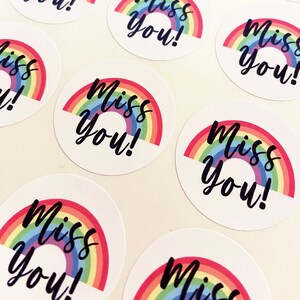 35 Miss You Rainbow Type Peel-off Stickers White Matt Paper 37mm Mail ...