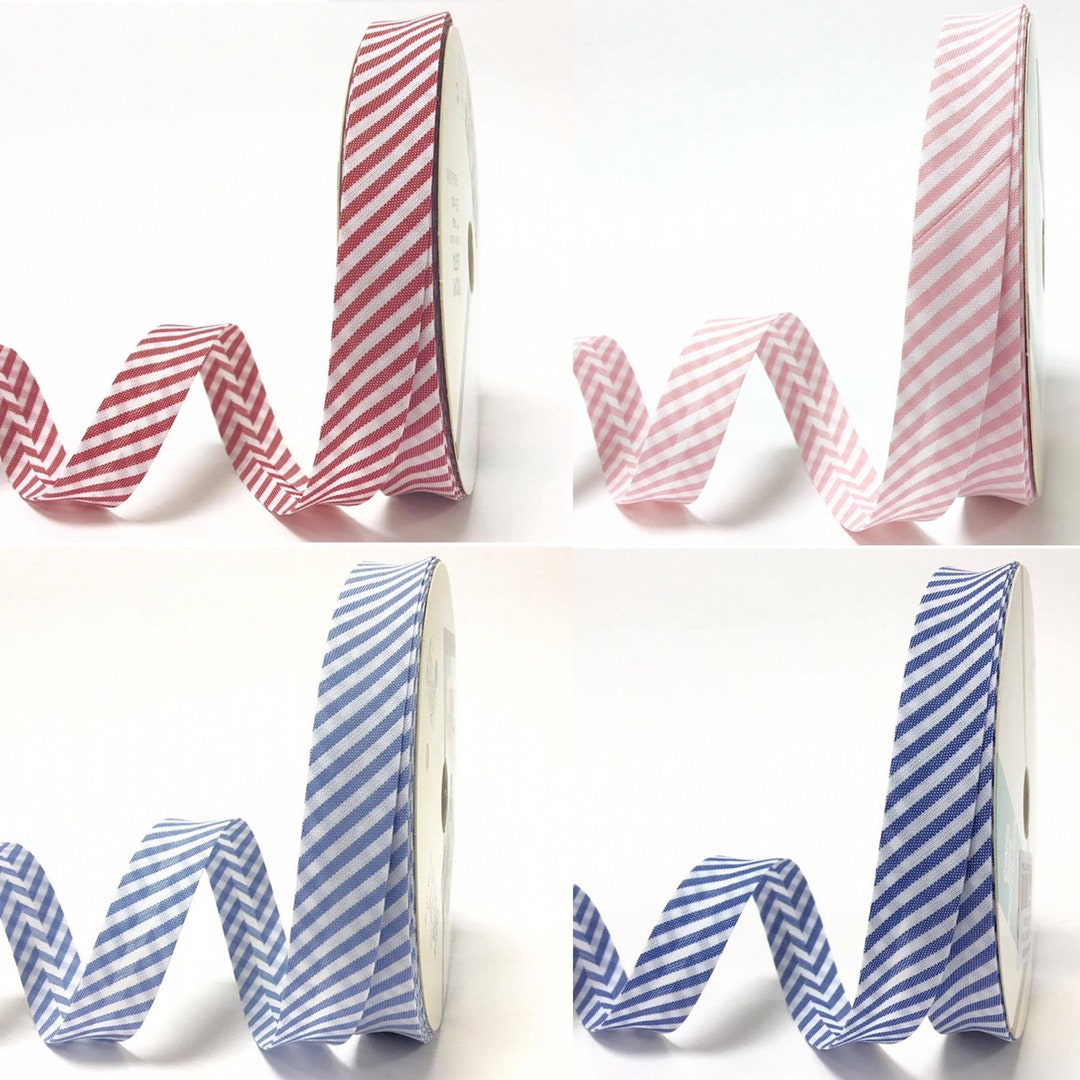 18mm Vintage Stripe Folded Bias Binding Pink Blue Red White Sewing ...