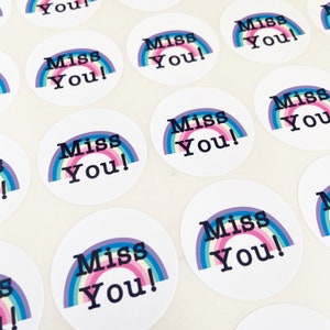 35 Miss You Rainbow Type Peel-off Stickers White Matt Paper 37mm Mail ...
