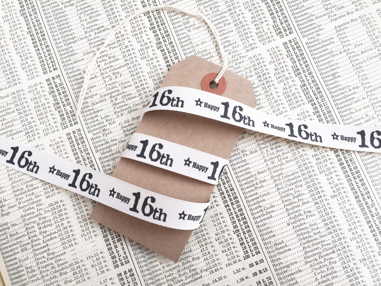Birthday Ribbon | Age Anniversary Cream Grey 15mm 1m or Full Roll ...