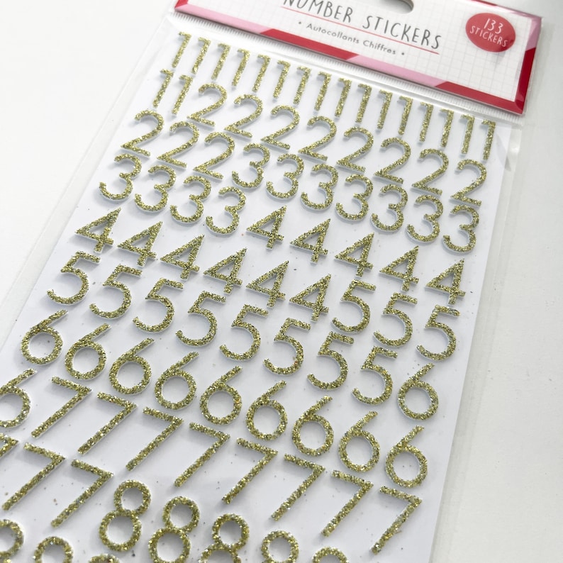 Number Stickers Gold Glitter Scrapbooking Craft Peel-off Sticker - Etsy