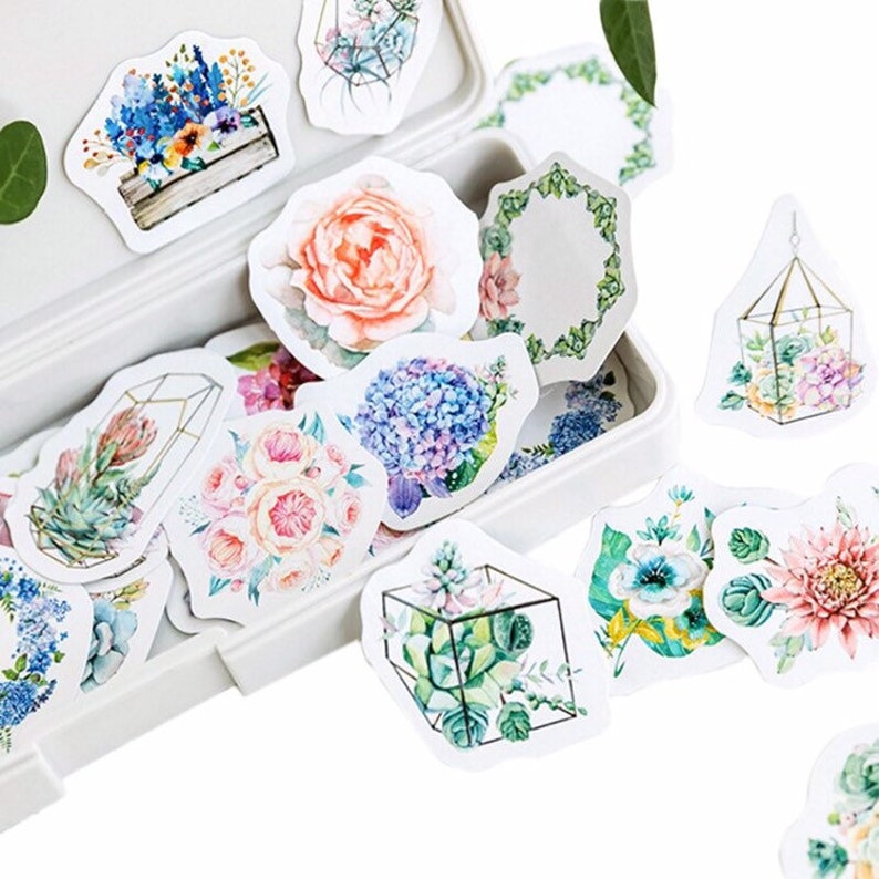 Set of 46 Pretty Flowers & Plants Botanical Mini Box Stickers - Etsy