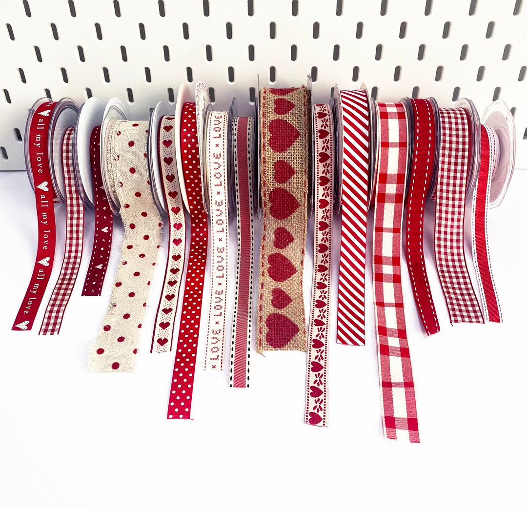 Christmas Ribbon Craft Gift Wrap Hearts Red White 38mm 16mm - Etsy