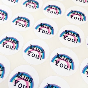 35 Miss You Rainbow Type Peel-off Stickers White Matt Paper 37mm Mail ...
