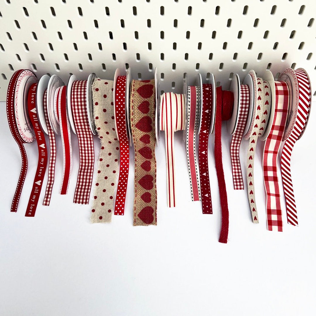 Valentine's Ribbon Craft Gift Wrap Hearts Red White 38mm 16mm Love ...