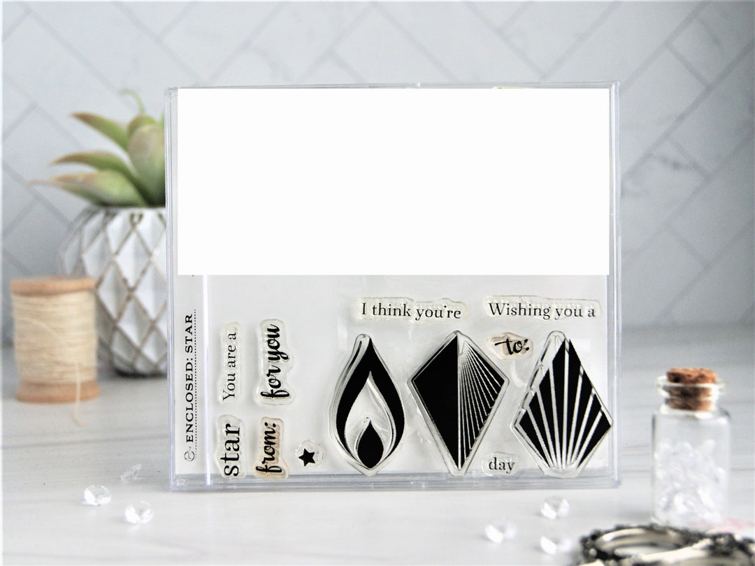 PAPERTREY INK Enclosed Star Stamp Set With Die Set Photopolymer Stamps ...
