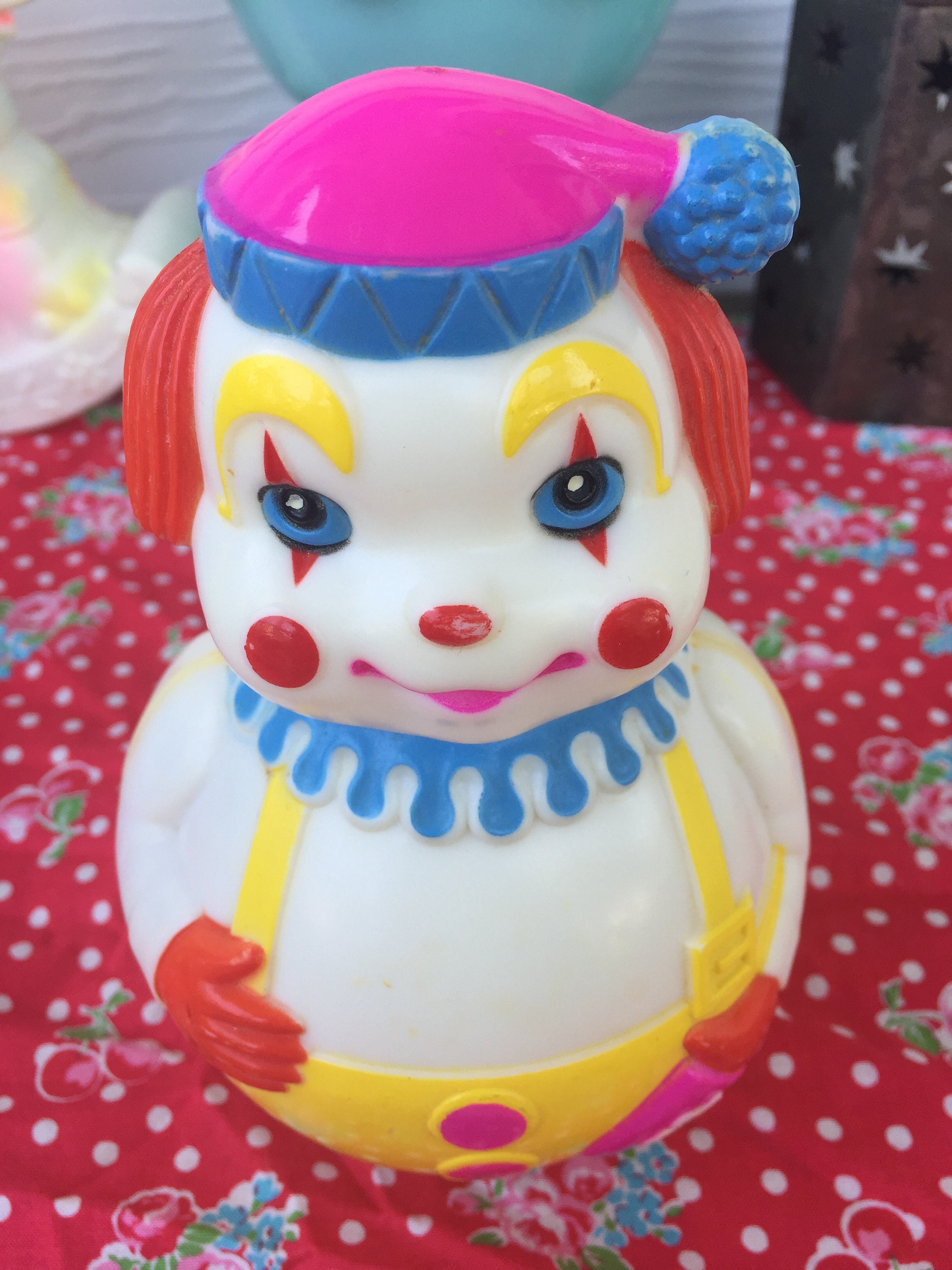 Vintage 70s Rocking Clown Toy, Nursery, Children, Retro Toys, Clowns ...