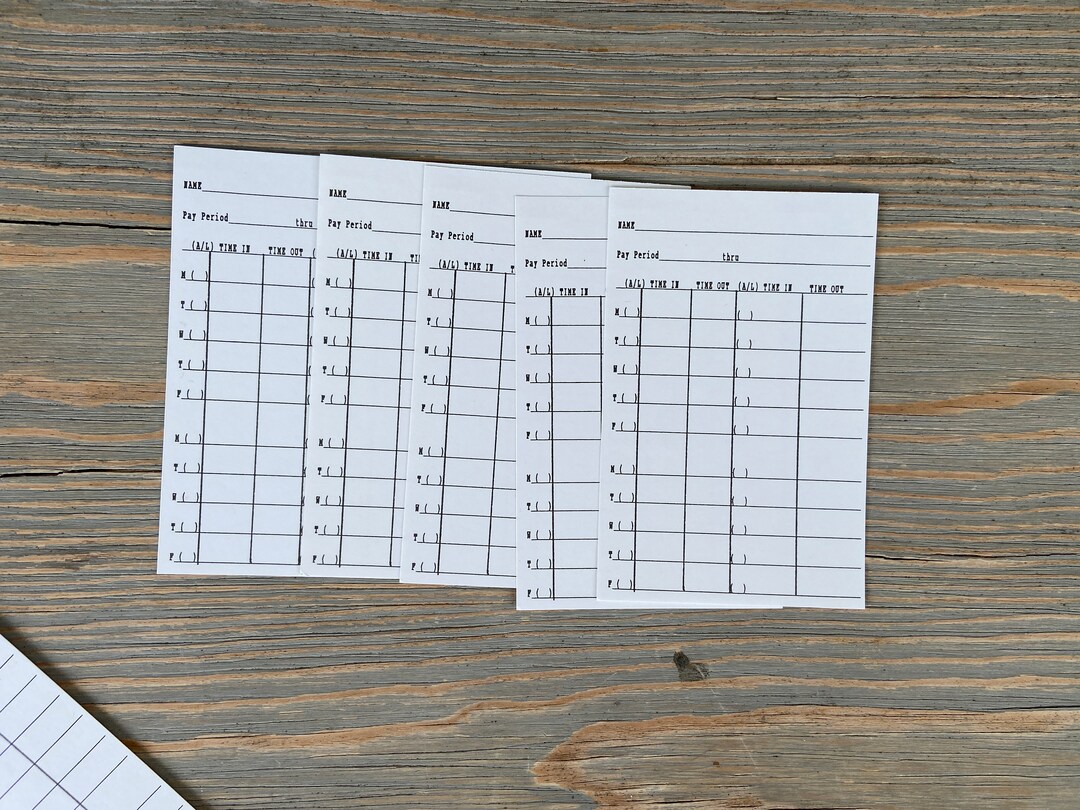 Vintage Time Cards Set of 5, Vintage Paper Ephemera, Retro, Junk ...