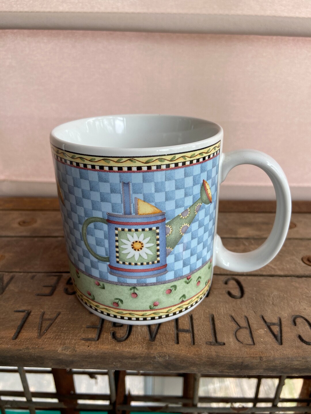 Vintage 1999 Sakura Debbie Mum WATERING CAN Mug, Spring, Summer ...
