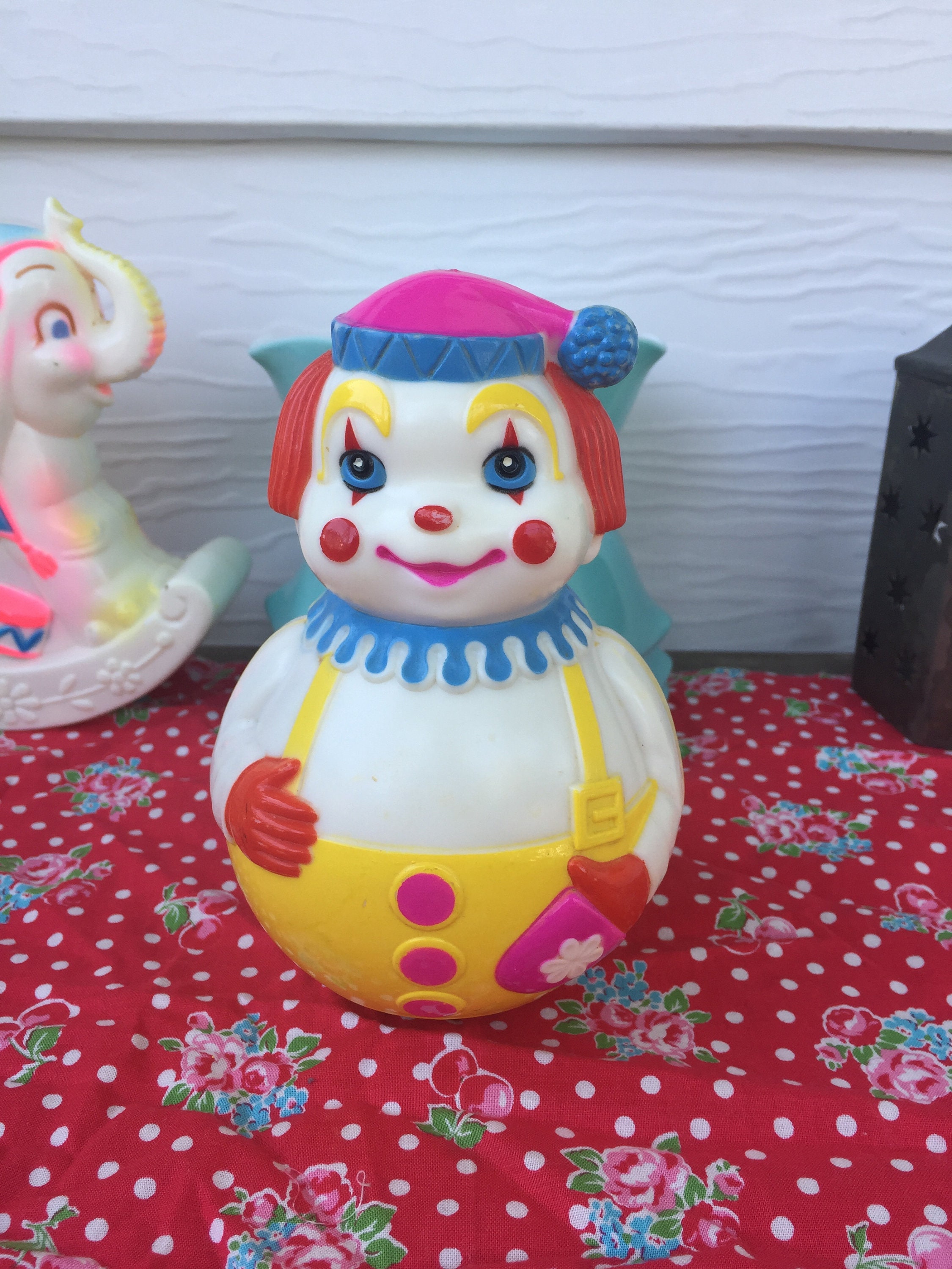 Vintage 70s Rocking Clown Toy, Nursery, Children, Retro Toys, Clowns ...