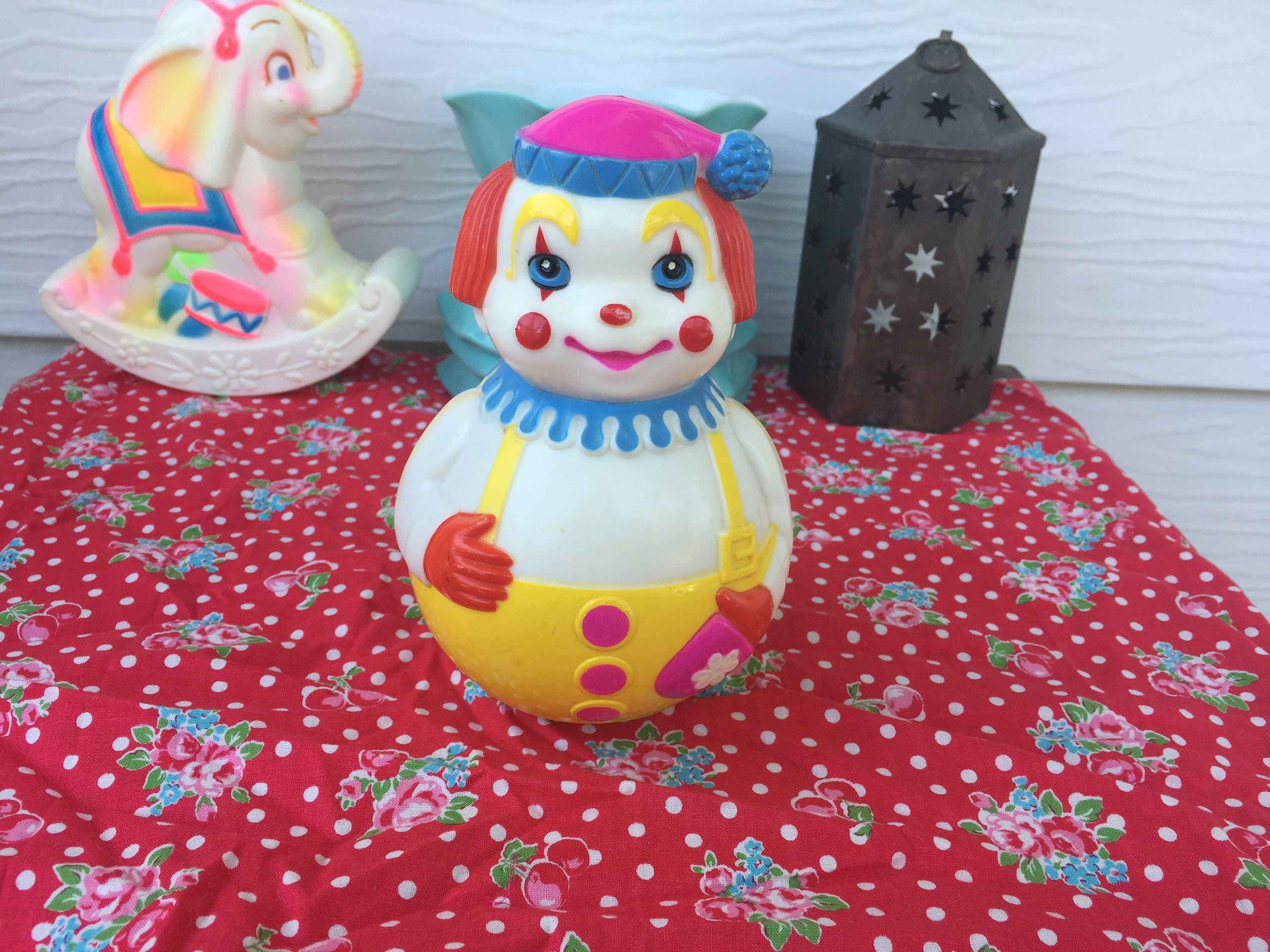 Vintage 70s Rocking Clown Toy, Nursery, Children, Retro Toys, Clowns ...