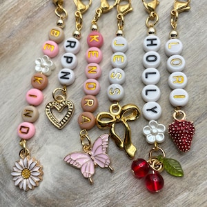 Personalized Clip on Charm Beaded Badge Clip Gold Tone Purse or ...