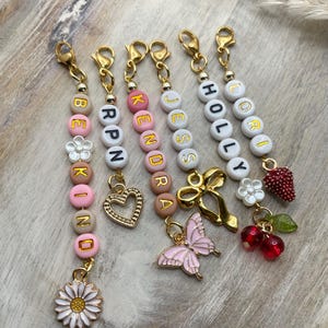 Personalized Clip on Charm Beaded Badge Clip Gold Tone Purse or ...