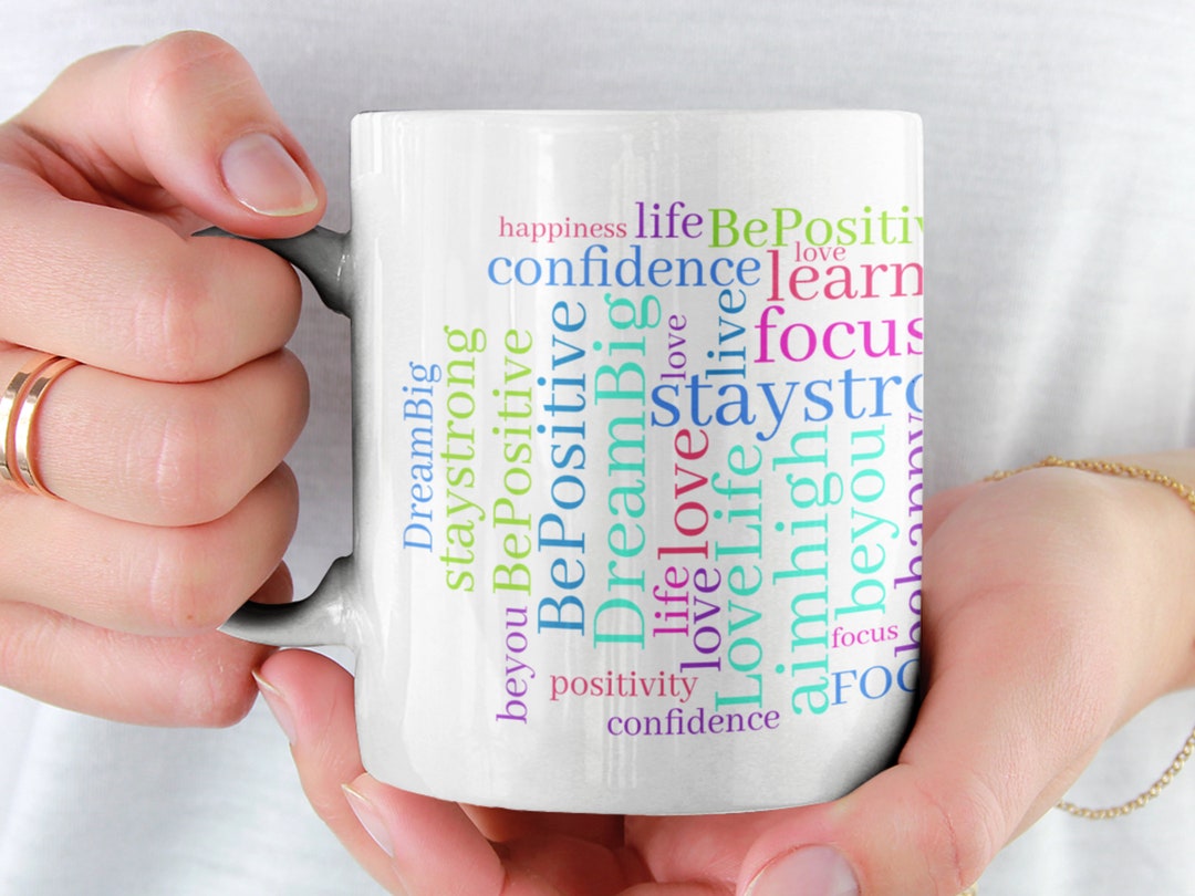 Positive Thoughts 11oz Mug Gift Word Cloud Coffee Cup - Etsy Italia