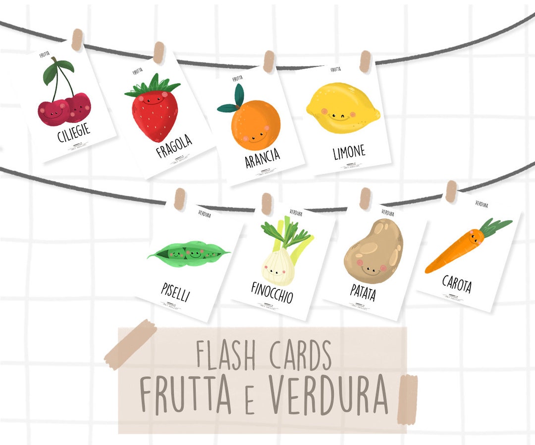 Flash Cards FRUITS and VEGETABLES Montessori / ENGLISH Fruits ...