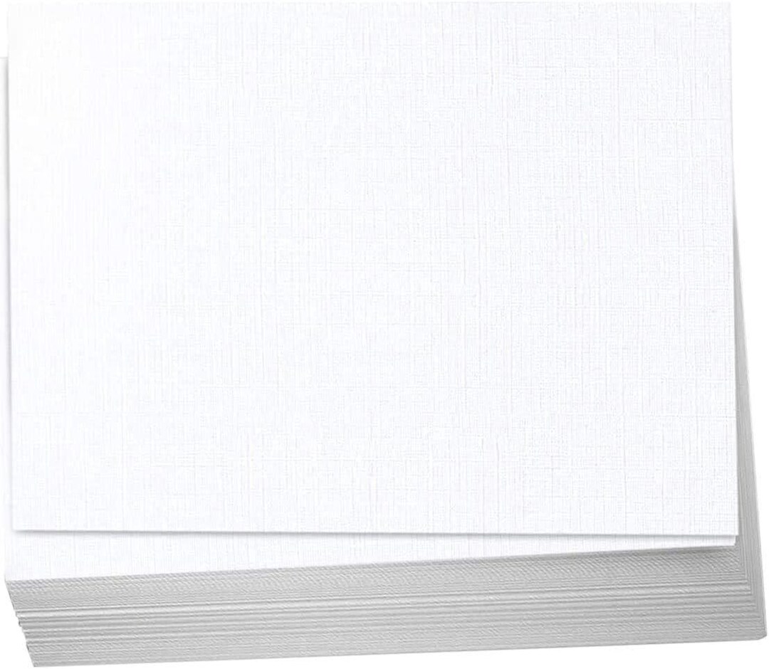 Hamilco 5.5x8.5 White Linen Cardstock Paper Blank Index Cards Flat 80lb ...