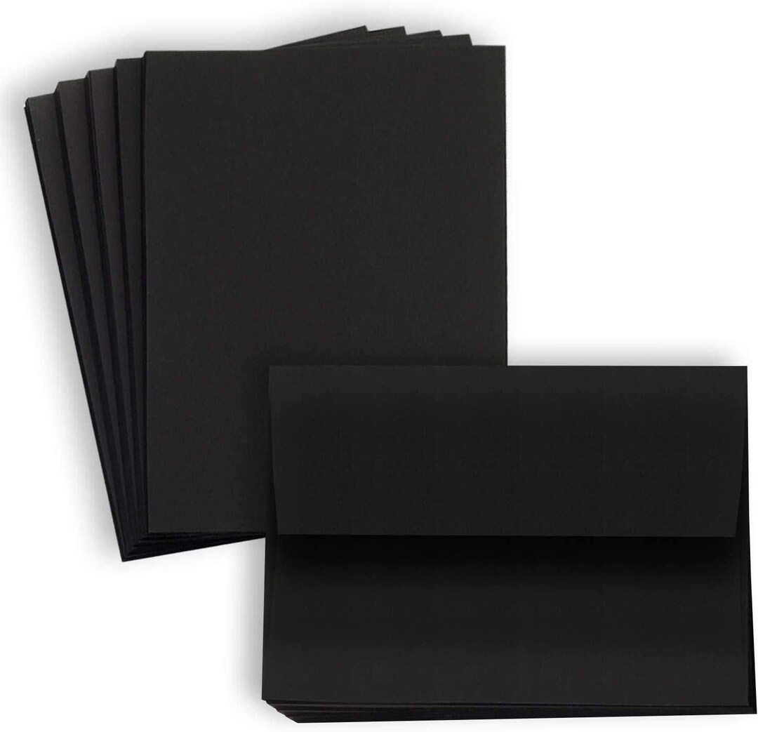 Hamilco Black Colored Cardstock Thick Paper - Blank Note Greeting ...