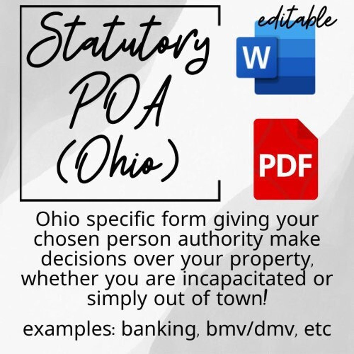 OHIO Statutory Power of Attorney POA (PDF and Editable Word Options ...