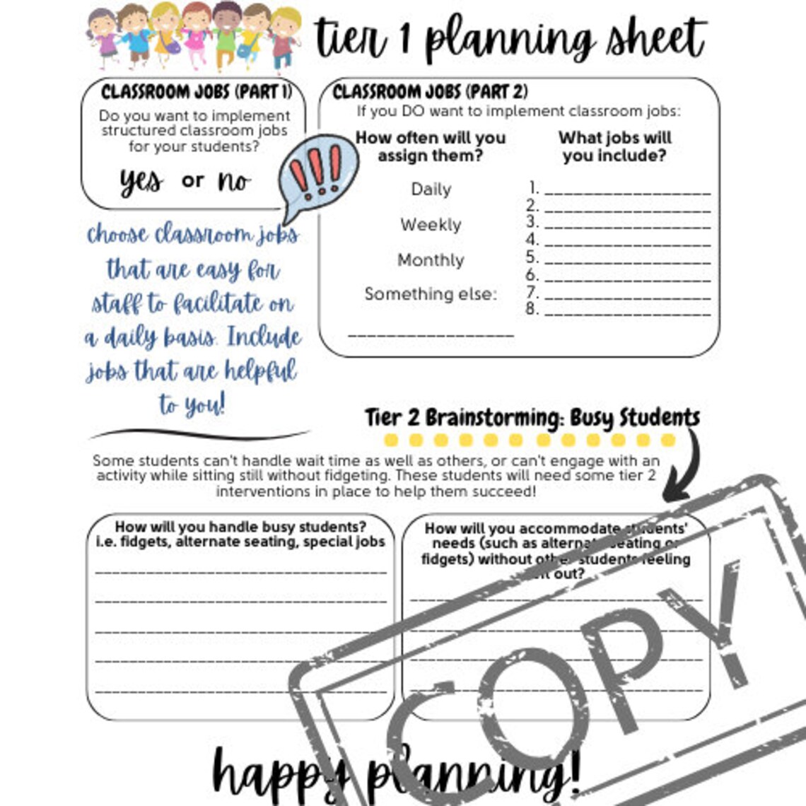 PBIS and Tier 1-3 Informative Study Sheet for Educators, Preschool ...